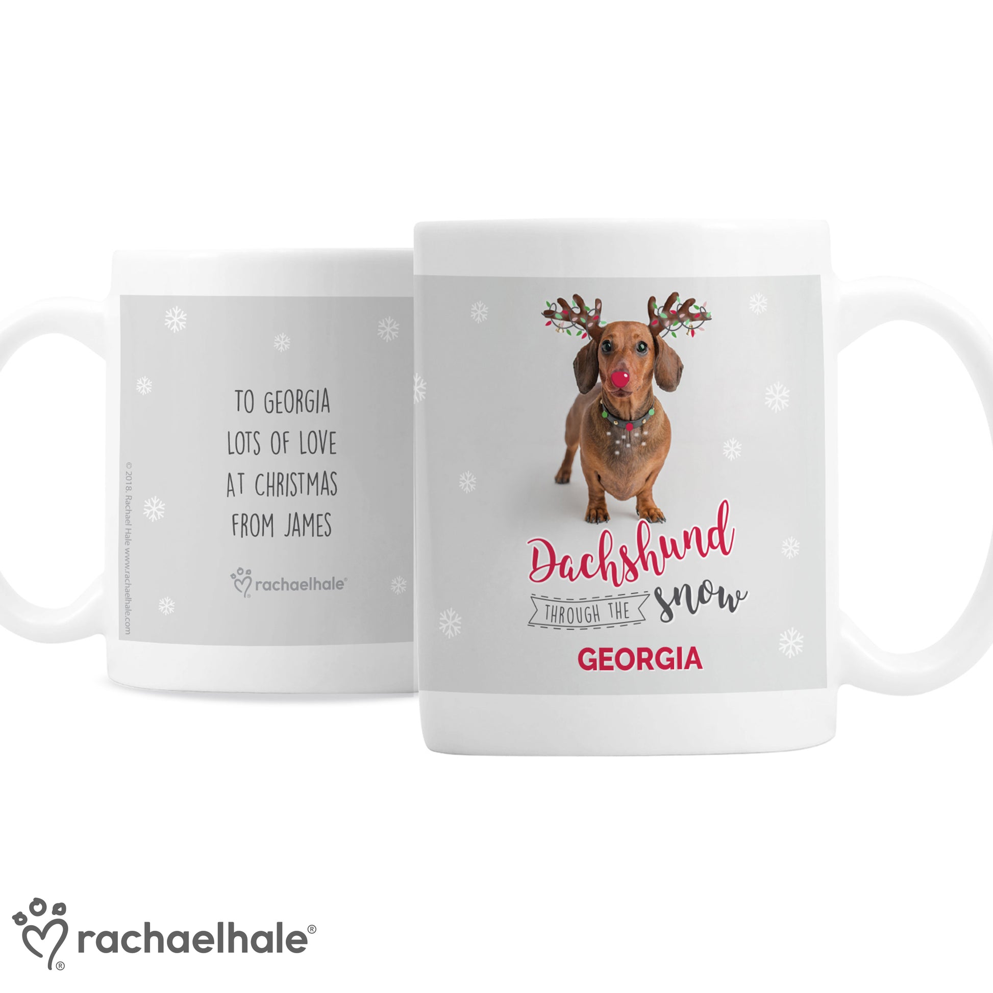 Personalised Rachael Hale Christmas Dachshund Through the Snow Mug ... Personalised Rachael Hale Christmas Dachshund Through the Snow Mug ...